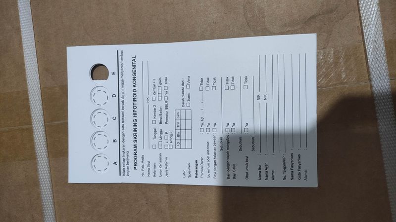 Kertas Saring Skrining Hipotiroid Kongenital SHK 100pcs