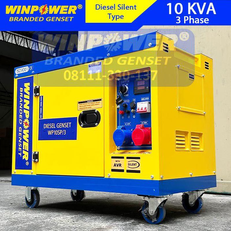 Genset Diesel Winpower 10 KVA Silent 3 Phase WP10SP/3 Electric Starter