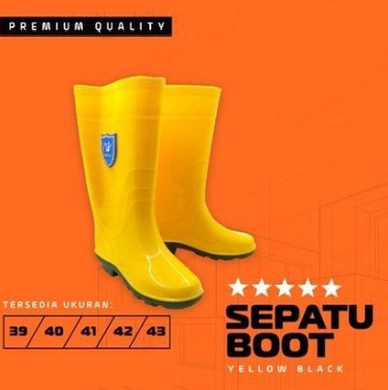 Sepatu Boot Kuning Karet Safety Boot Ukuran 39, 40, 41, 42, 43