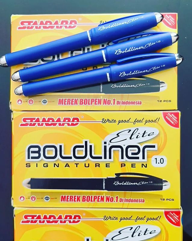 Pulpen Standar Pen Geel Bold Liner Elite 1.0 Biru & hitam - Biru