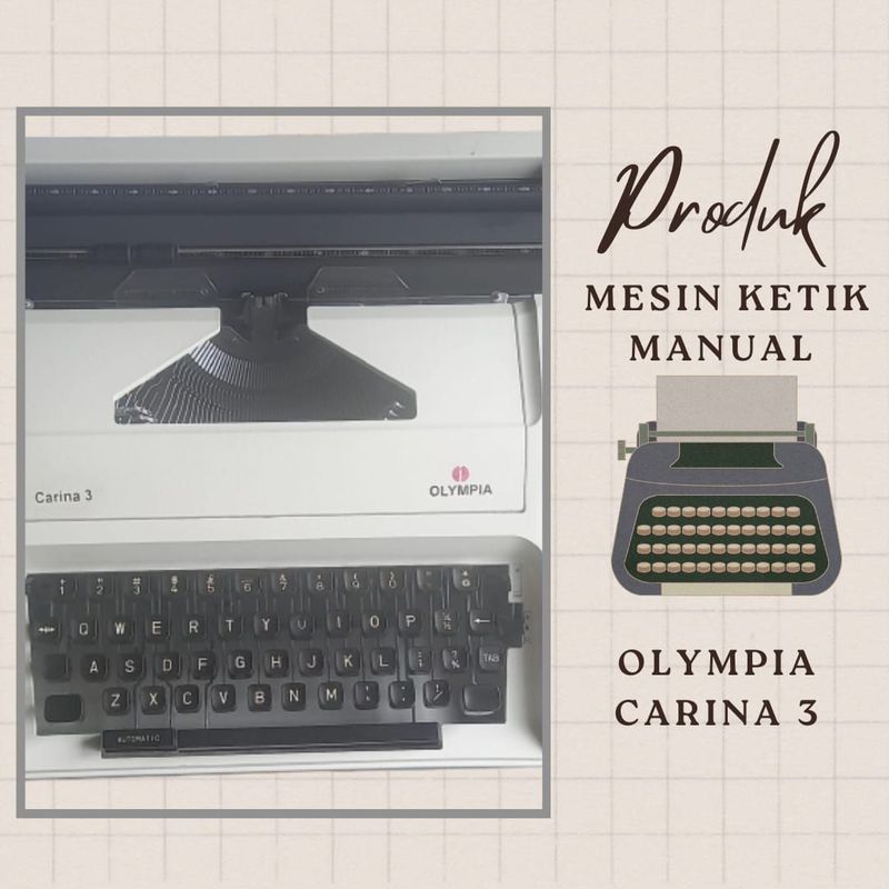 Mesin Ketik Manual Olympia Carina 3 13" Pica Mesin Tik 13 Inch