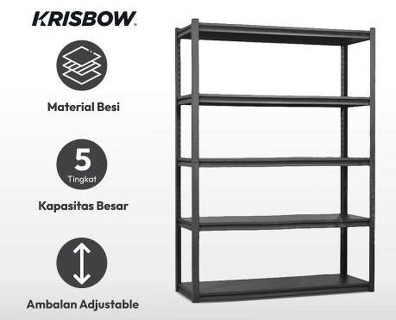 Krisbow Rak Besi 5 Tingkat 120x60x183 Cm