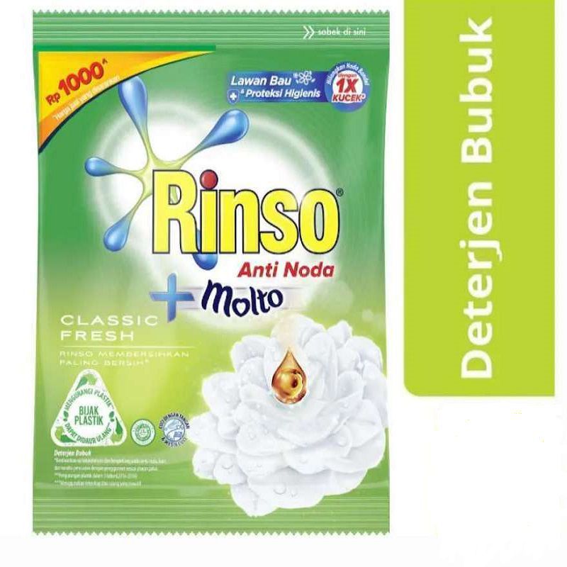 Rinso Anti Noda Deterjen Bubuk Classic Fresh 38 gr @ Karton / 126 pcs