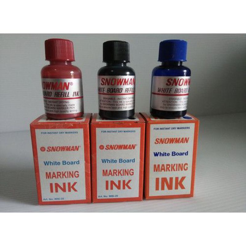 TINTA REFILL WHITEBOARD SNOWMAN BIRU HITAM MERAH ISI 20CC ( 1PACK 12 ...