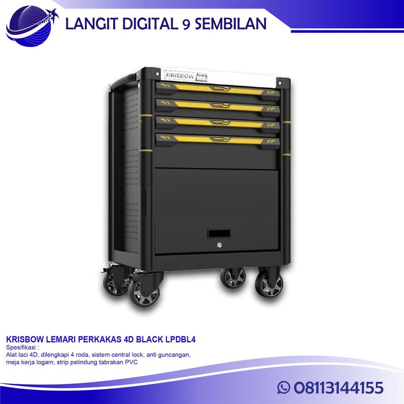 KRISBOW TOOL DRAWER 4D BLACK LPDBL4
