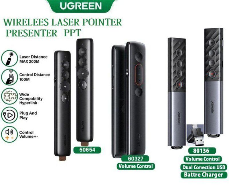 UGREEN Laser Pointer Remote Control Presenter Wireless 2.4ghz - 50654