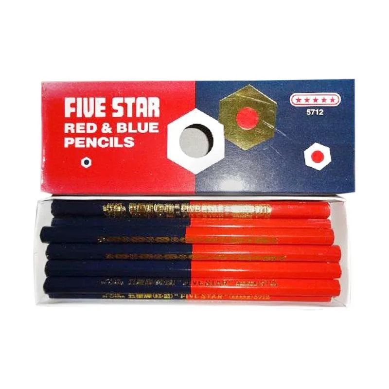 pensil merah biru