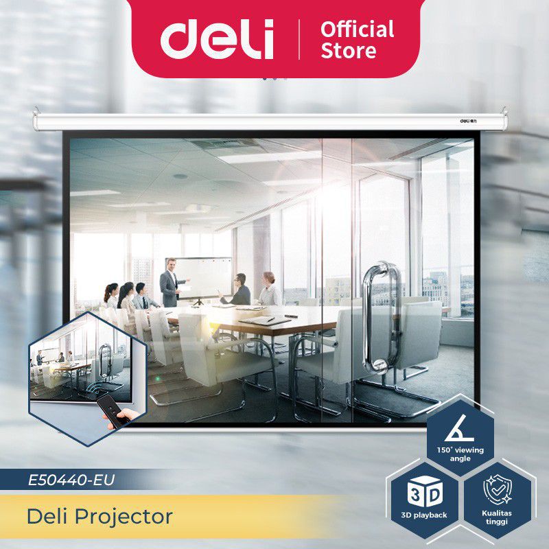 Layar Proyektor Otomatis 100 inch + Remote E50440-EU