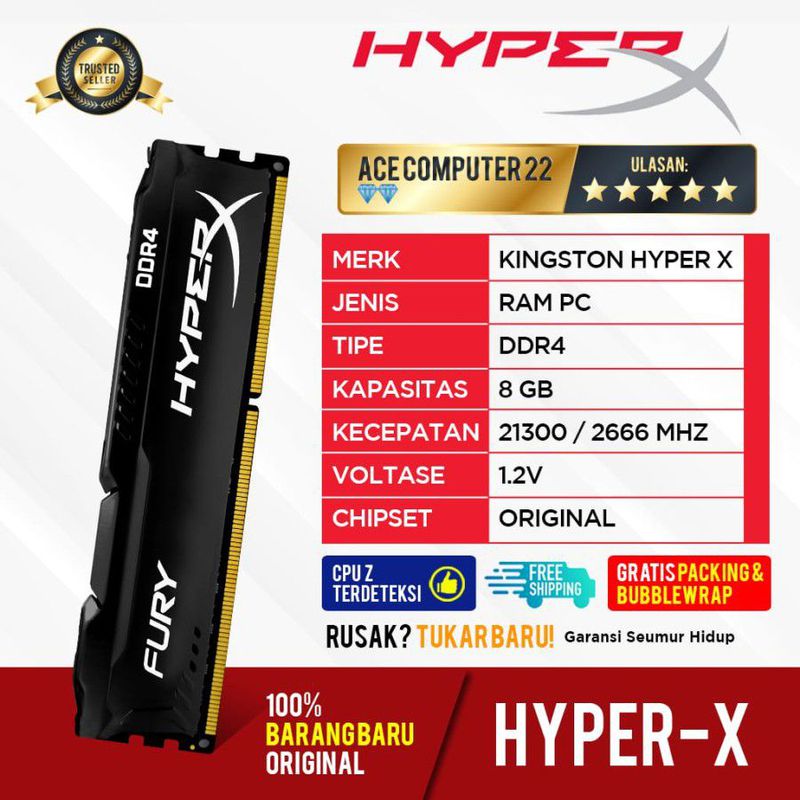 RAM KINGSTON HYPER X FURY Gaming DDR3 4 GB PC12800 1600Mhz Longdim