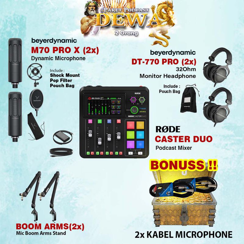 PAKET PODCAST DEWA 2 ORG - Rodecaster Pro Duo - Beyerdynamic M70 PRO ...