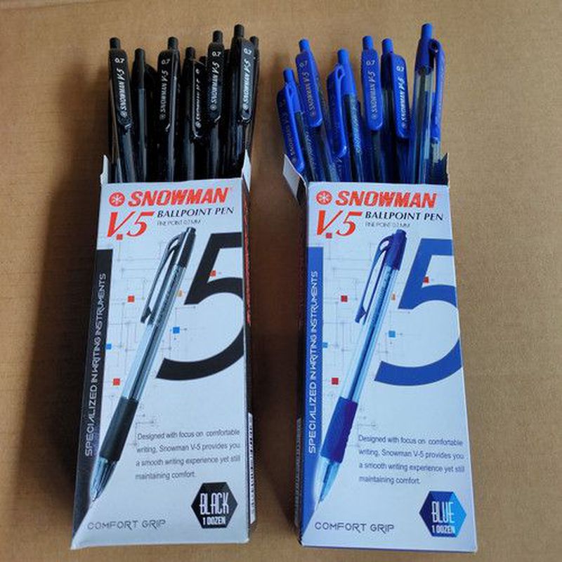 Pulpen Snowman V5 Biru/Hitam