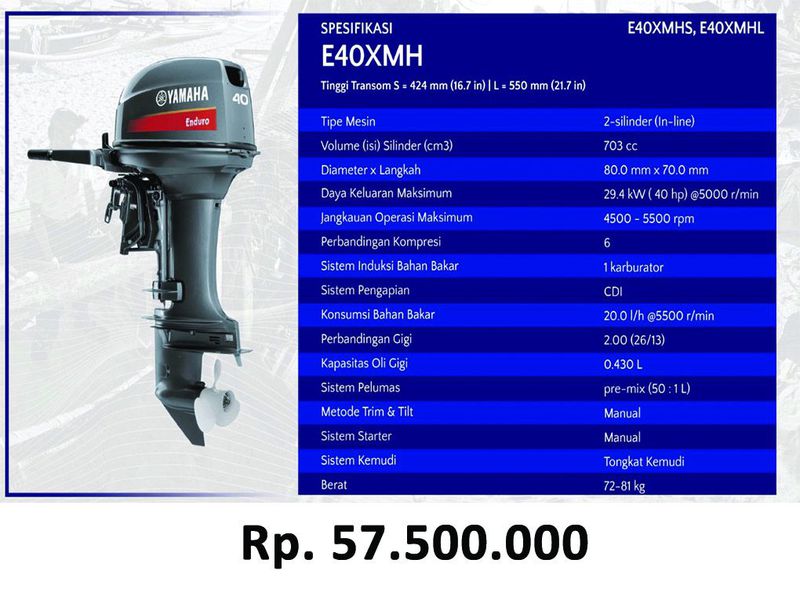 Mesin Tempel/Outboard Yamaha E40XMH