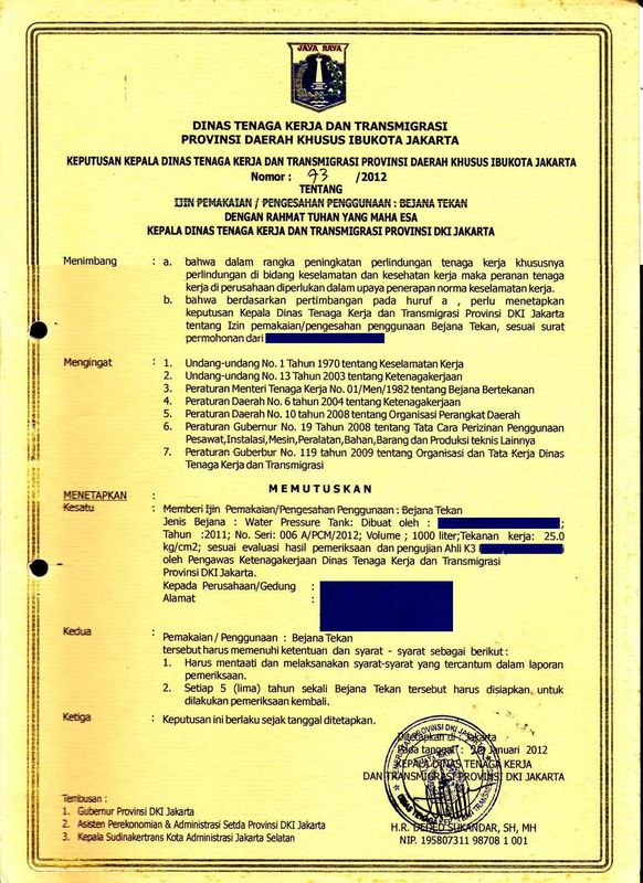 Jasa Uji riksa dan jasa inspeksi Boiler, tangki solar dan Bejana Tekan ...