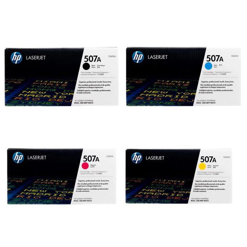 HP 507A Black & Colour Original LaserJet Toner Cartridge - Merah