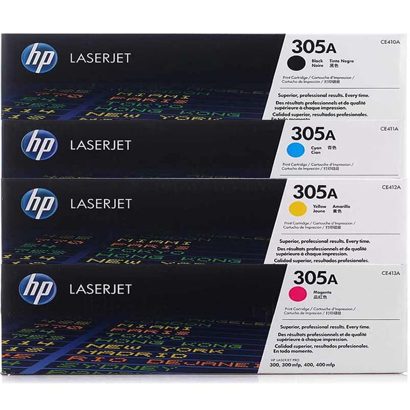 HP 305A Black & Colour Original LaserJet Toner Cartridge - Merah