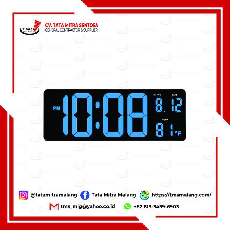 Arthome Jam Dinding Digital LED CLOCK BLUE ZT-0212C (dengan instalasi)