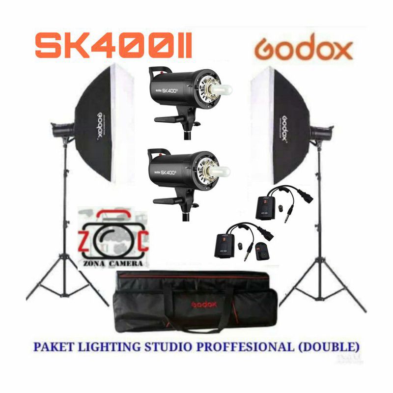 Godox SK400II Full Set Lighting Studio SK400 II Lampu Flash Ligh
