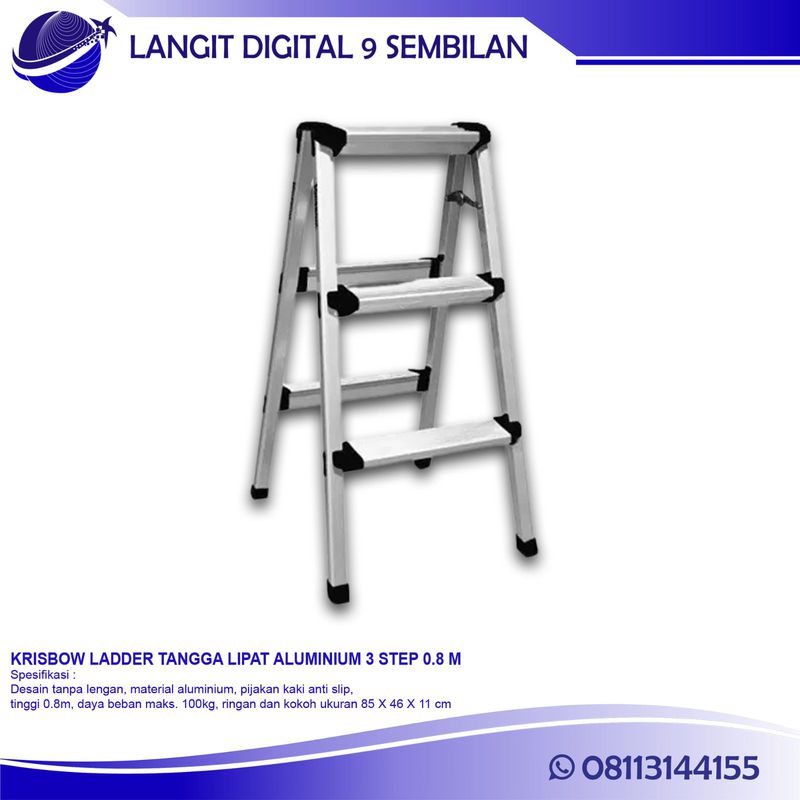 KRISBOW LADDER TANGGA LIPAT ALUMINIUM 3 STEP 0.8M