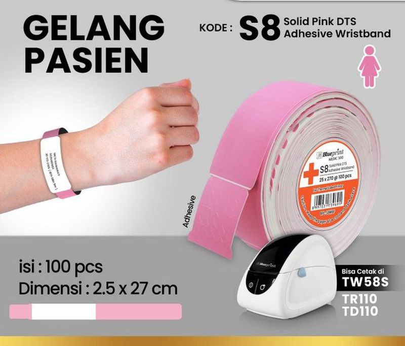 Gelang Pasien Rumah Sakit 25x270 mm BLUEPRINT