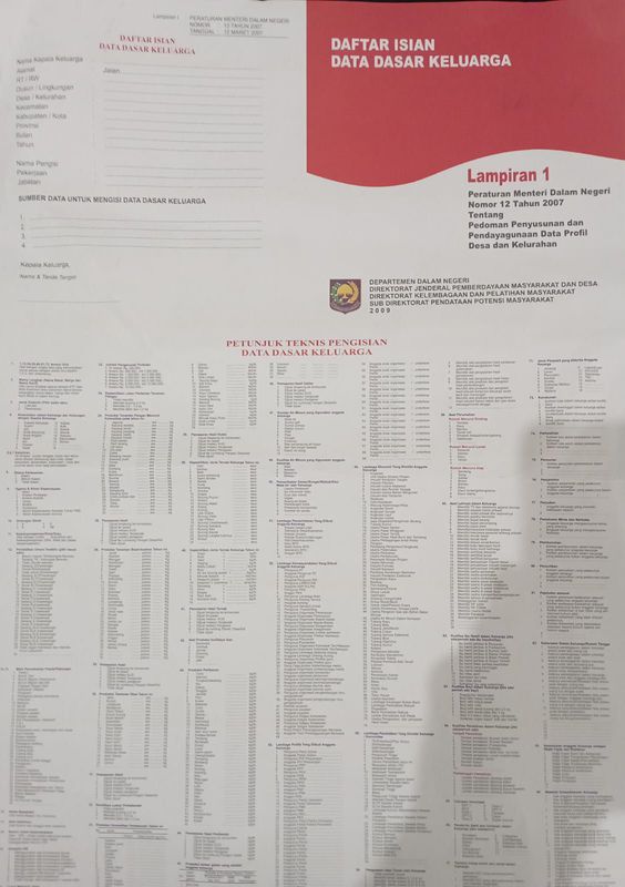 Cetak Daftar Dasar Keluarga Ddk