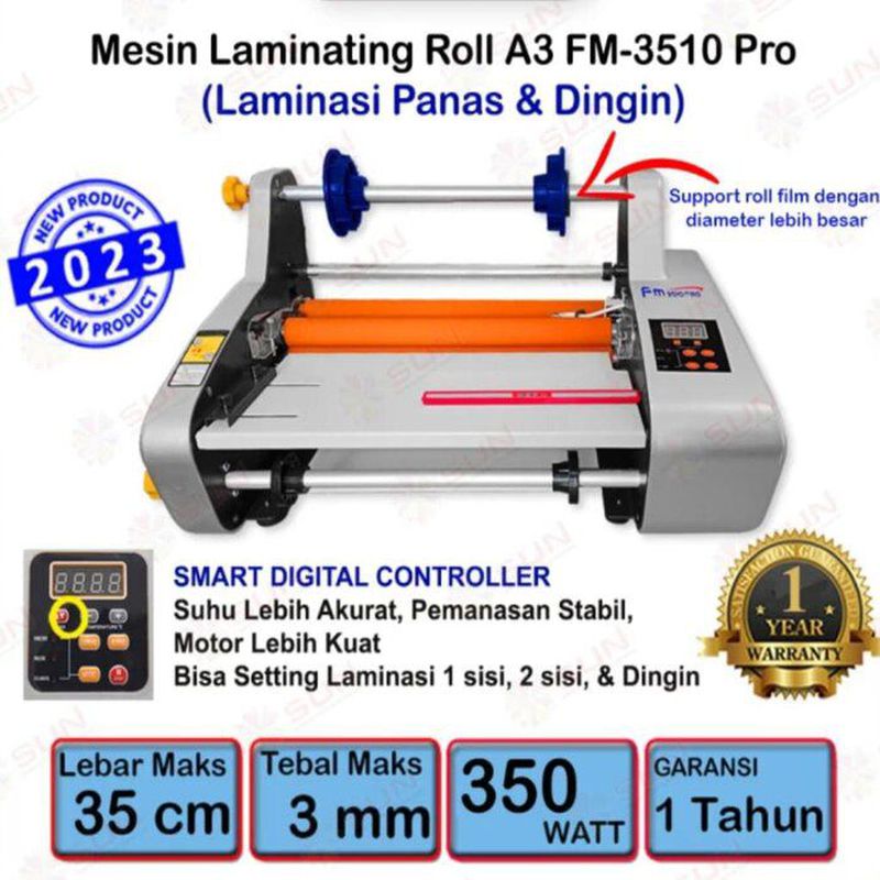 Mesin Laminasi Roll A3 Hot Roll Laminator Machine Fm 3510