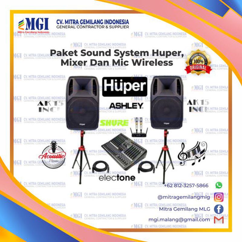 Paket Sound System Huper, Mixer Dan Mic Wireless