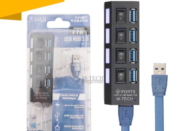USB HUB 4 PORT 3.0 MTECH - USB SAKLAR