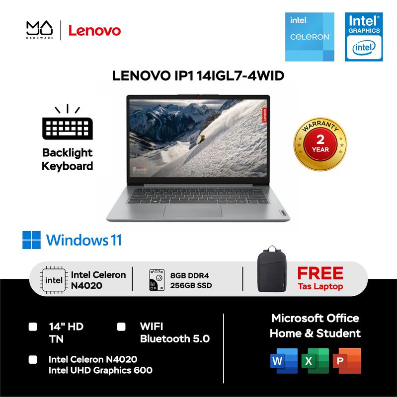 LENOVO IDEAPAD SLIM 1 14IGL7 4WID CELERON N4020 8GB 256GB W11+OHS GREY