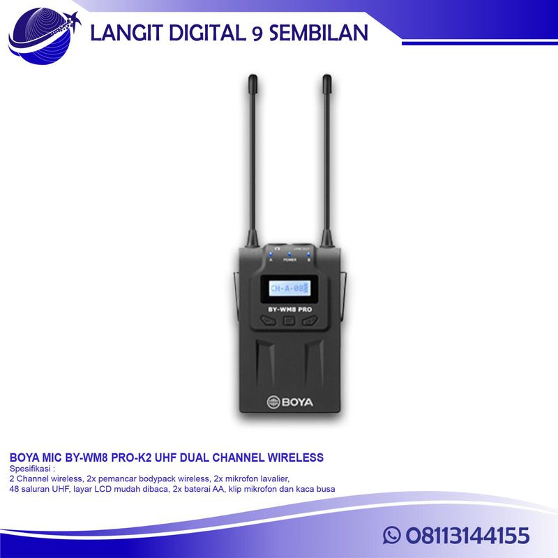 BOYA MIC BY-WM8 PRO-K2 UHF DUAL CHANNEL WIRELESS