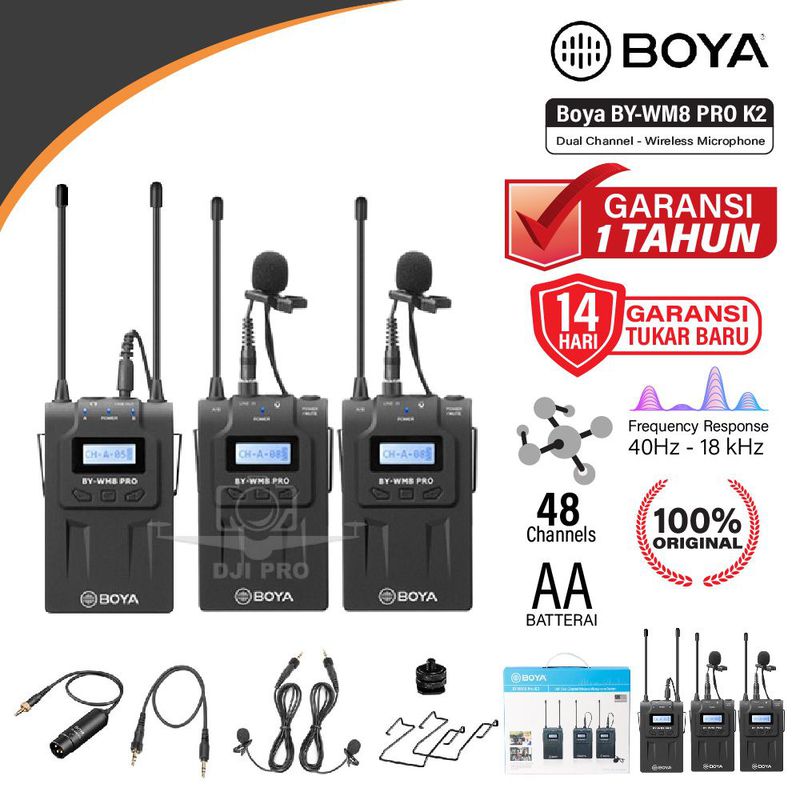 BOYA BY-WM8 Pro K2 – 2TX UHF Wireless Microphone