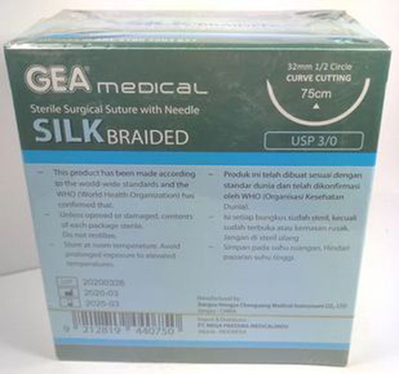 Benang operasi silk braided USP 3/0