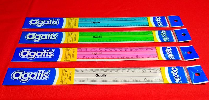 Agatis Penggaris Plastik 30 cm PS Transparant / Colour - Hijau