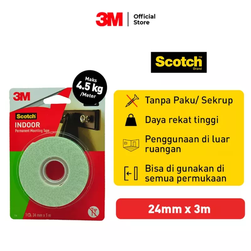 3M Scotch CAT 114 Indoor Mounting Tape 24mm x 3m