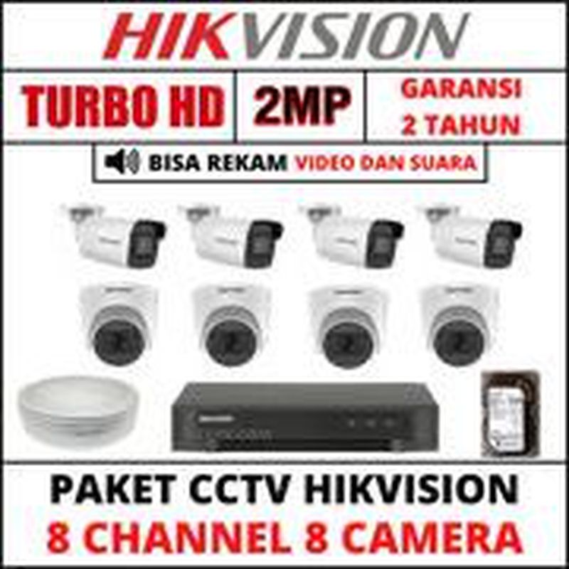 Paket CCTV HIKVISION 2MP 8 CHANNEL 4 Kamera
