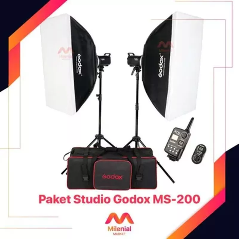 Paket Lampu Studio Godox MS-200 with Trigger Godox XT-16