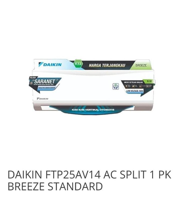 Ac 1 PK DAIKIN FTP25AV14 AC SPLIT 1 PK BREEZE STANDARD