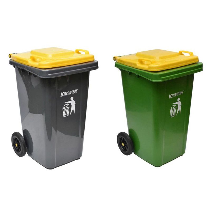 krisbow tempat sampah outdoor atau tong sampah roda uk. 100ltr