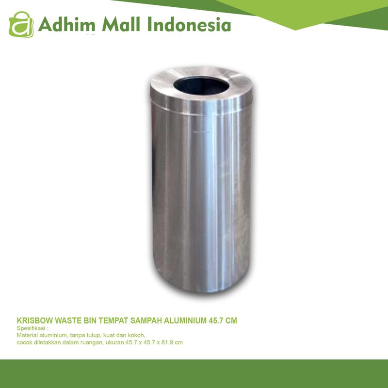 KRISBOW WASTE BIN TEMPAT SAMPAH ALUMINIUM 45,7 CM