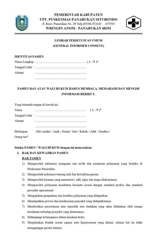 Lembar Persetujuan Umum / General Informed Consent