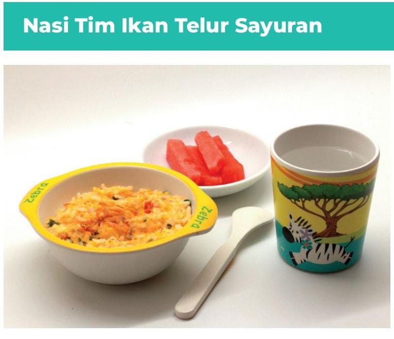Nasi Tim Ikan Telur Sayur (MPASI usia 9-11 bulan)