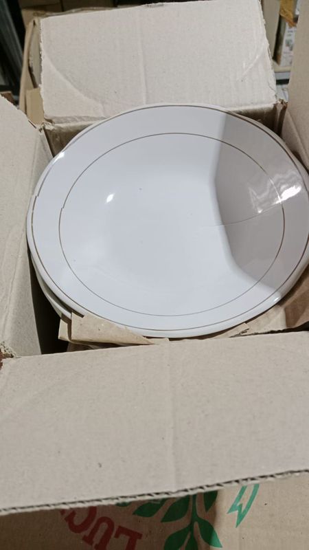 Piring Keramik List mas Ukuran 9inch Per Lusin