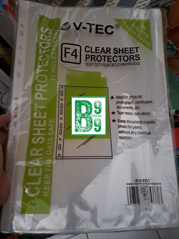 clear sheet protector f4