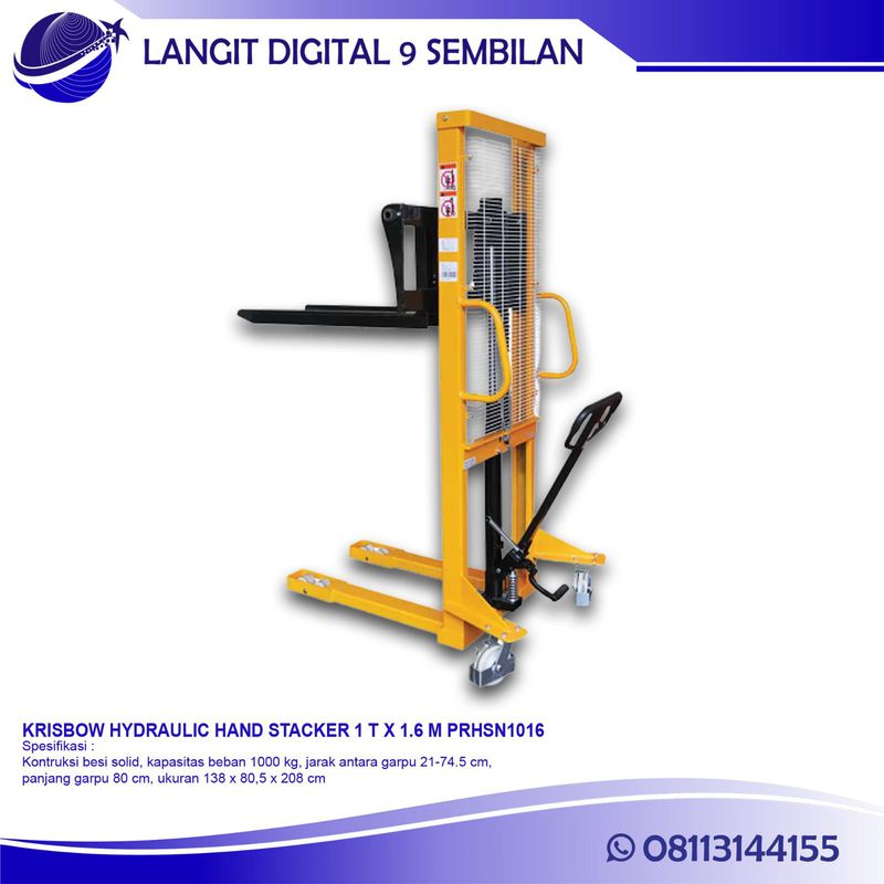 KRISBOW HYDRAULIC HAND STACKER 1T X 1,6M PRHSN1016