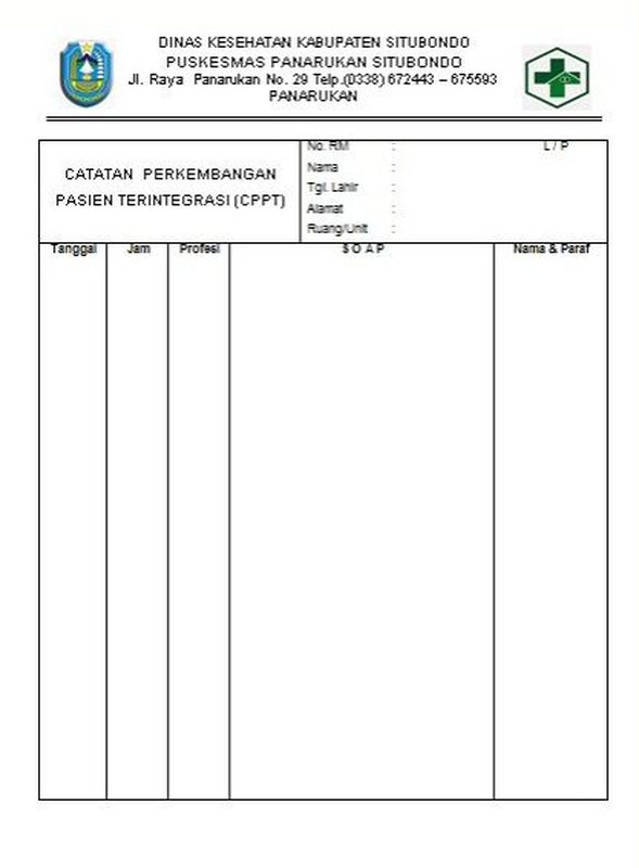 Formulir CatatanPerkembangan Pasien Terintegrasi ( CPPT )
