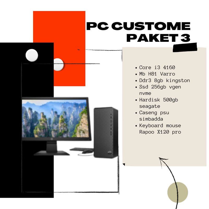 Paket 3 Komputer PC CPU Built Up