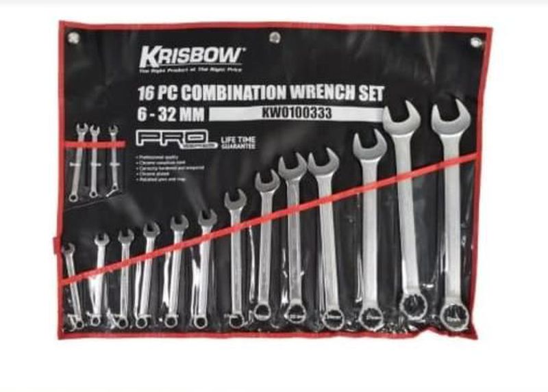 KUNCI PAS KUNCI KOMBINASI KRISBOW COMBINATION WRENCH SET 6-32MM 16PC
