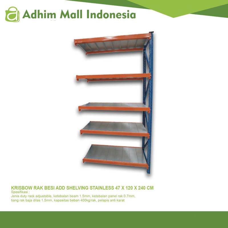 KRISBOW RAK BESI ADD SHELVING STAINLESS 47 X 120 X 240 CM