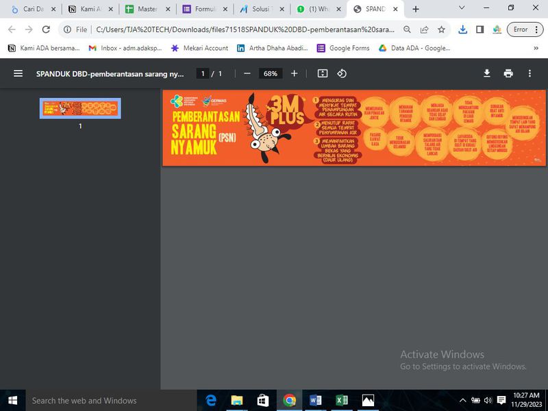 Banner Pemberantasan Nyamuk ukuran 3x1 meter