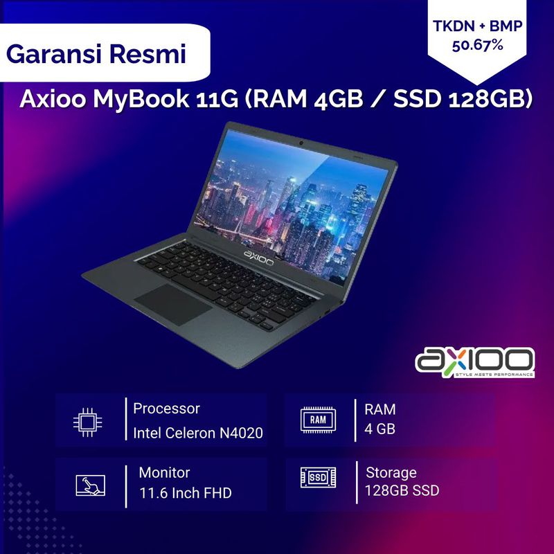 Laptop Axioo Mybook 11G (RAM 4GB / SSD 128GB) - TKDN RESMI