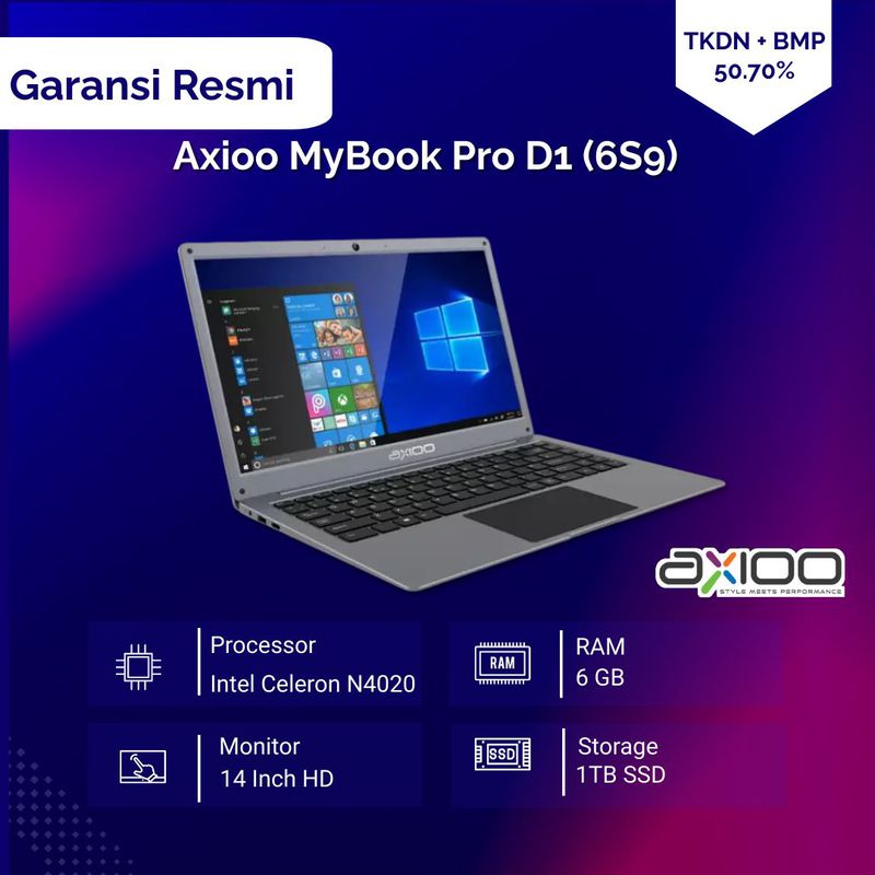 Laptop Axioo MyBook Pro D1 (6S9) N4020 6GB 1TB 14